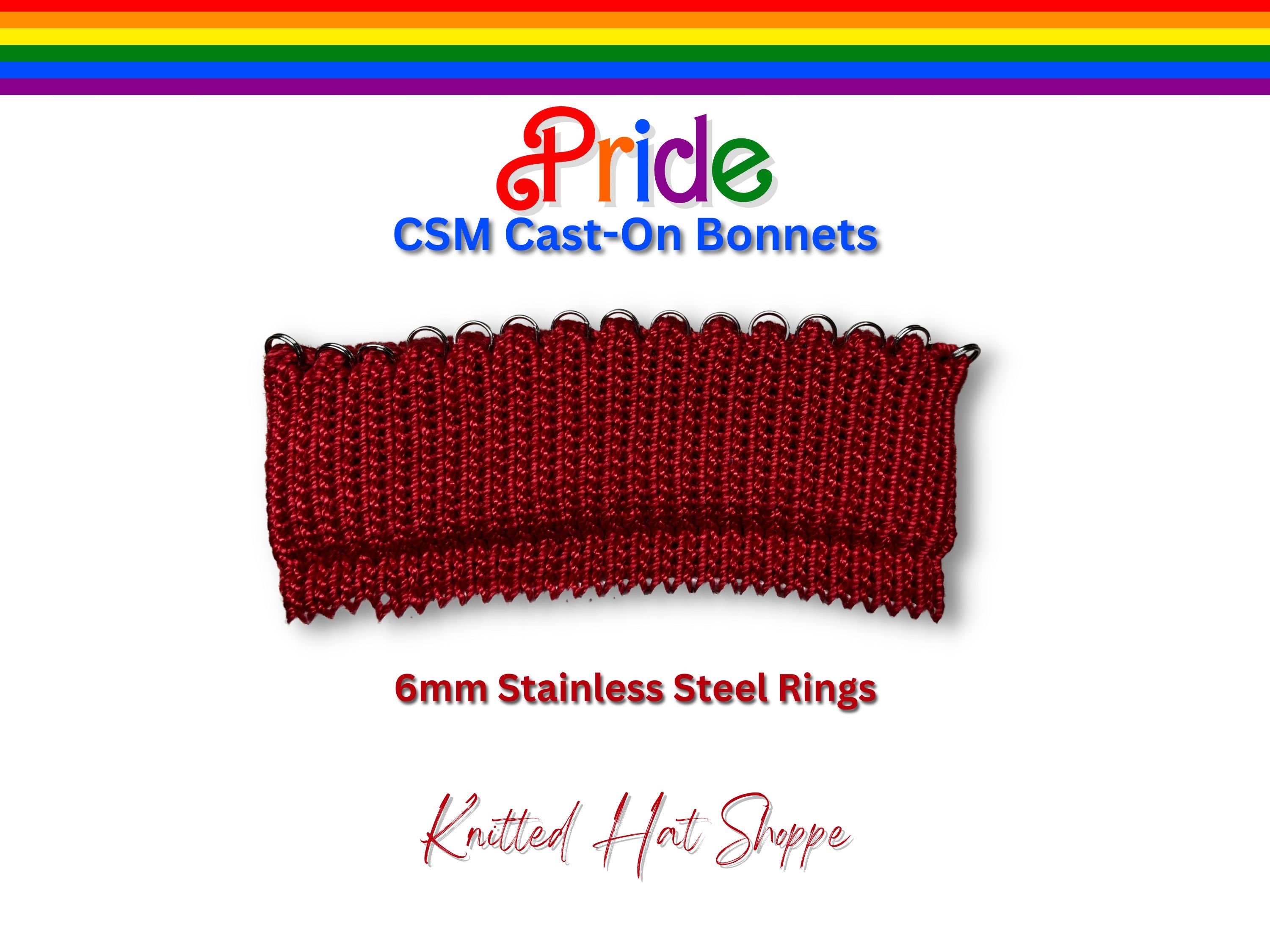 Handmade Cast-on Bonnet LGBTQ Pride for 48, 54, 60, 64, or 72 Needle ...
