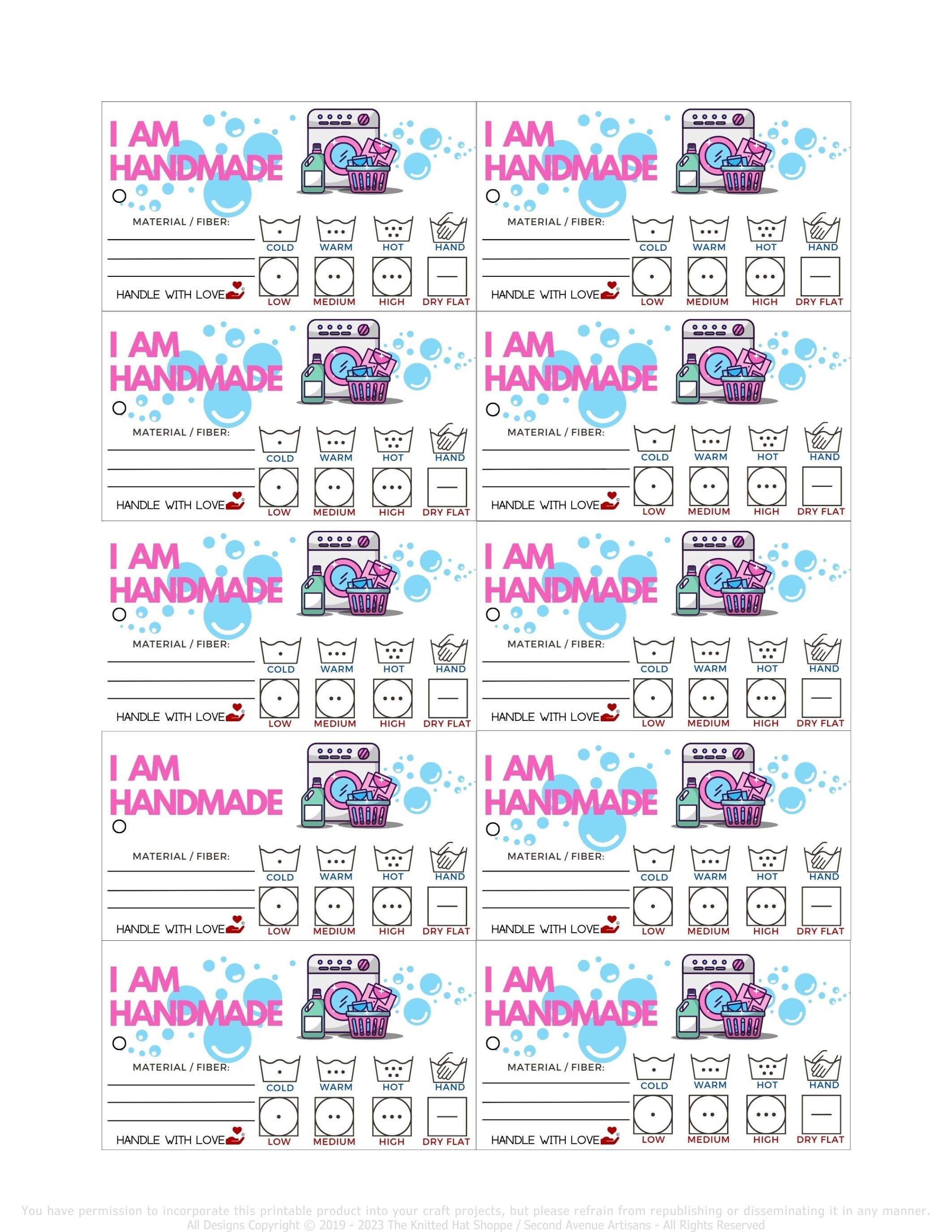 Printable Washing Care Card in Both PNG and PDF Format, Instant ...