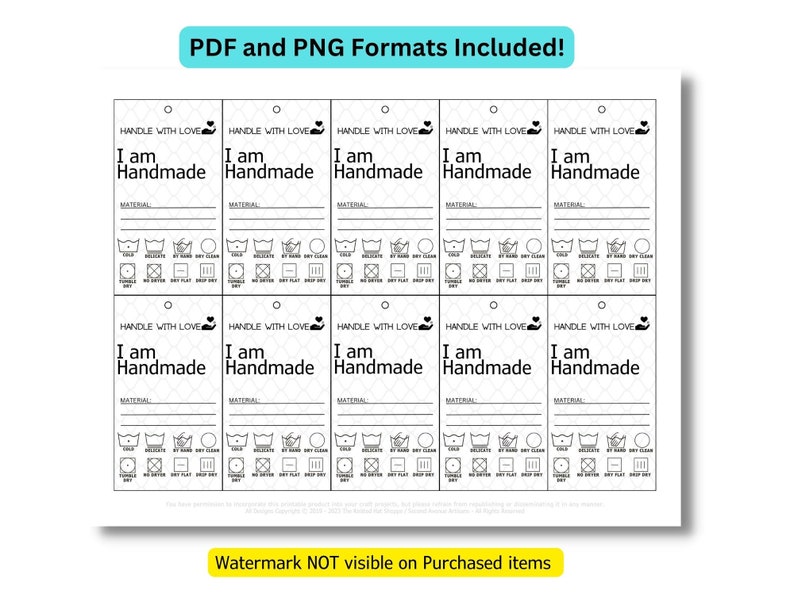 Digital Download Five Printable Laundry Care Cards PDF PNG - Etsy