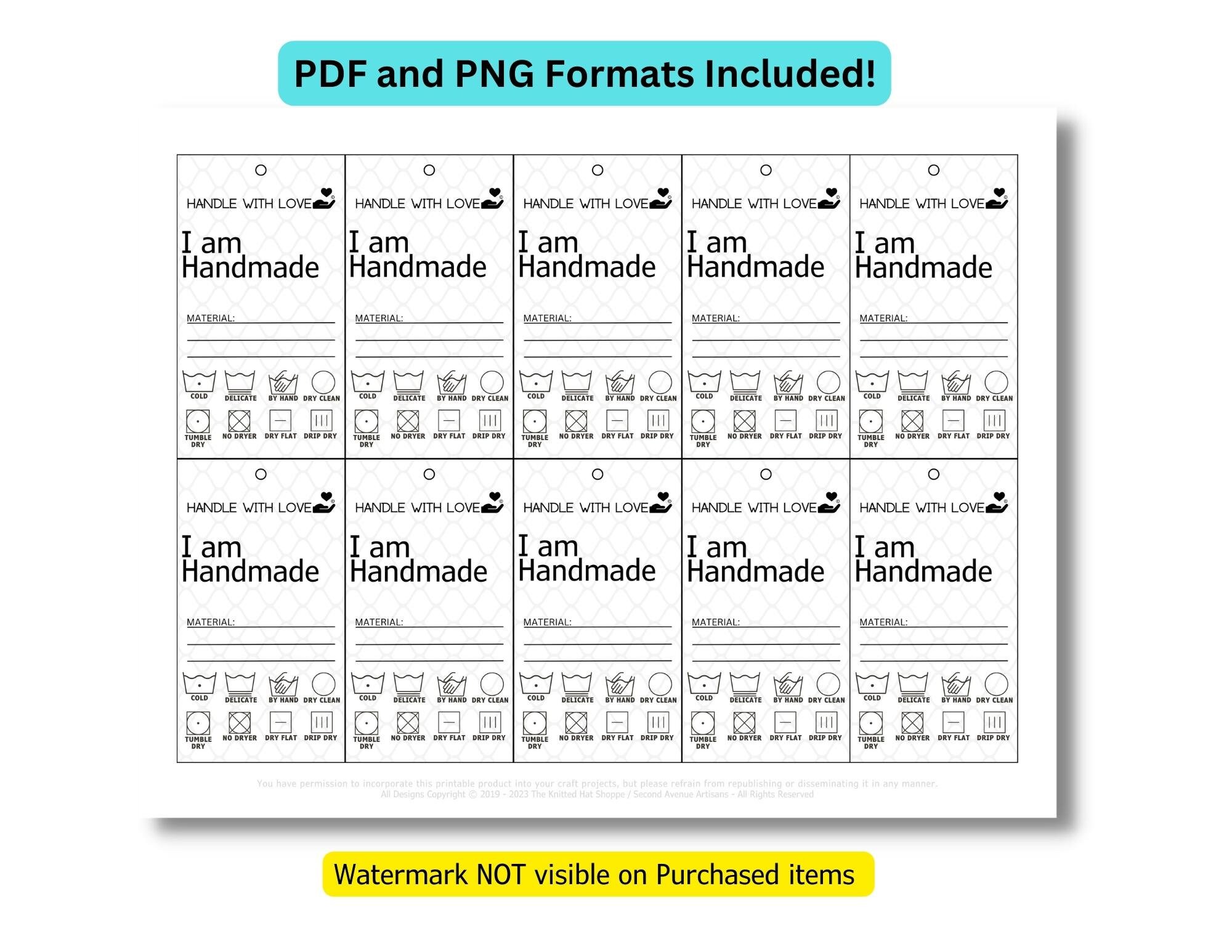 Digital Download Five Printable Laundry Care Cards PDF PNG - Etsy