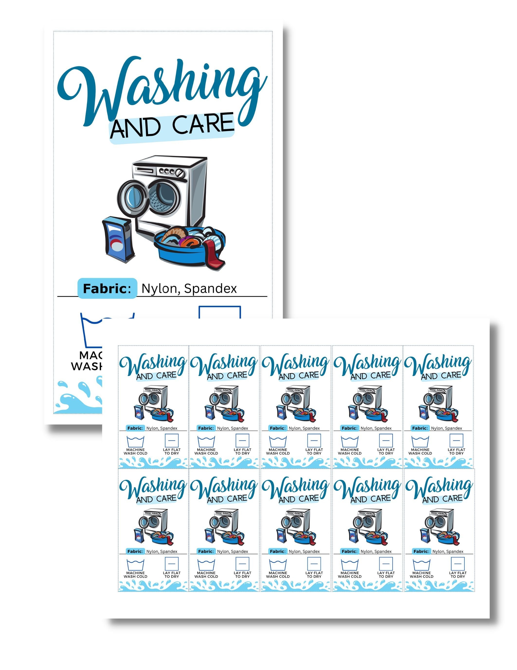 Printable Washing Care Cards in Both PDF and PNG Formats, Nylon and ...