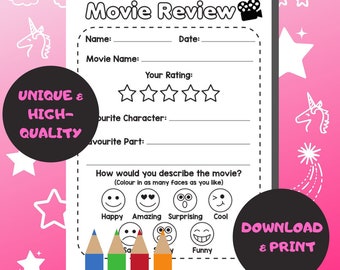 Movie Review Kids Printable Sheet Kids Activity Sheet Kids | Etsy