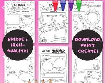 All About Me Kids Printable Sheet Bundle, Kids Activity Sheet, Memory ...
