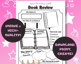 Book Review Kids Printable Sheet, Kids Activity Sheet, Kids Book Review ...