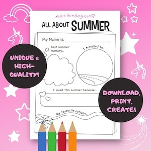 All About Summer Kids Printable Sheet, Kids Activity Sheet, Memory Box ...