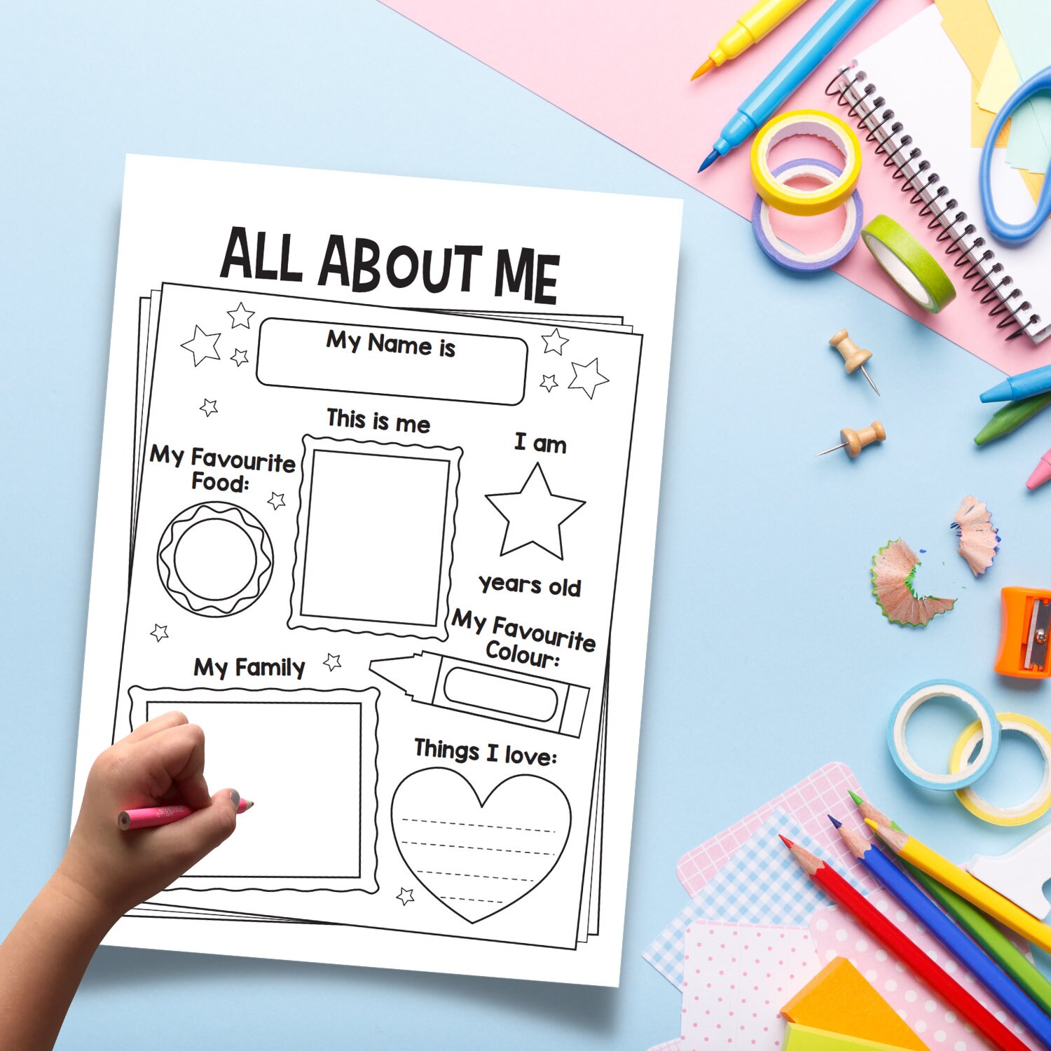 All About Me Kids Printable Sheet, Kids Activity Sheet, Memory Box ...
