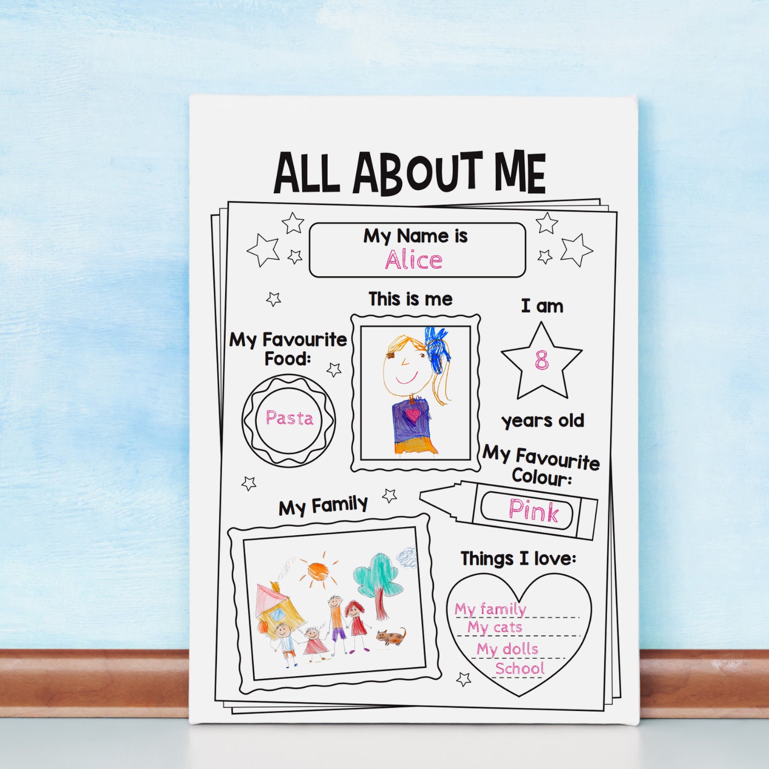 All About Me Kids Printable Sheet, Kids Activity Sheet, Memory Box ...