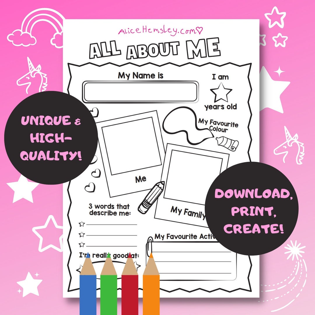 All About Me Kids Printable Sheet, Kids Activity Sheet, Memory Box ...