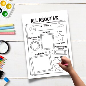 All About Me Kids Printable Sheet, Kids Activity Sheet, Memory Box ...