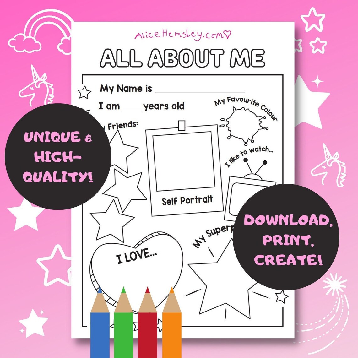 All About Me Kids Printable Sheet, Kids Activity Sheet, Memory Box ...