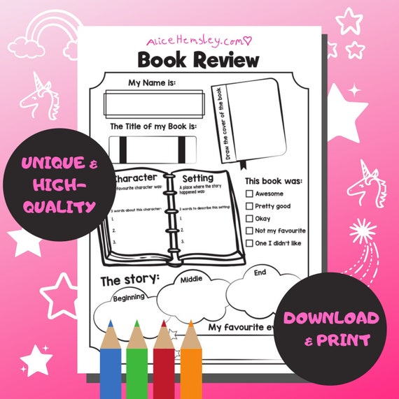 Book Review Kids Printable Sheet Kids Activity Sheet Kids | Etsy