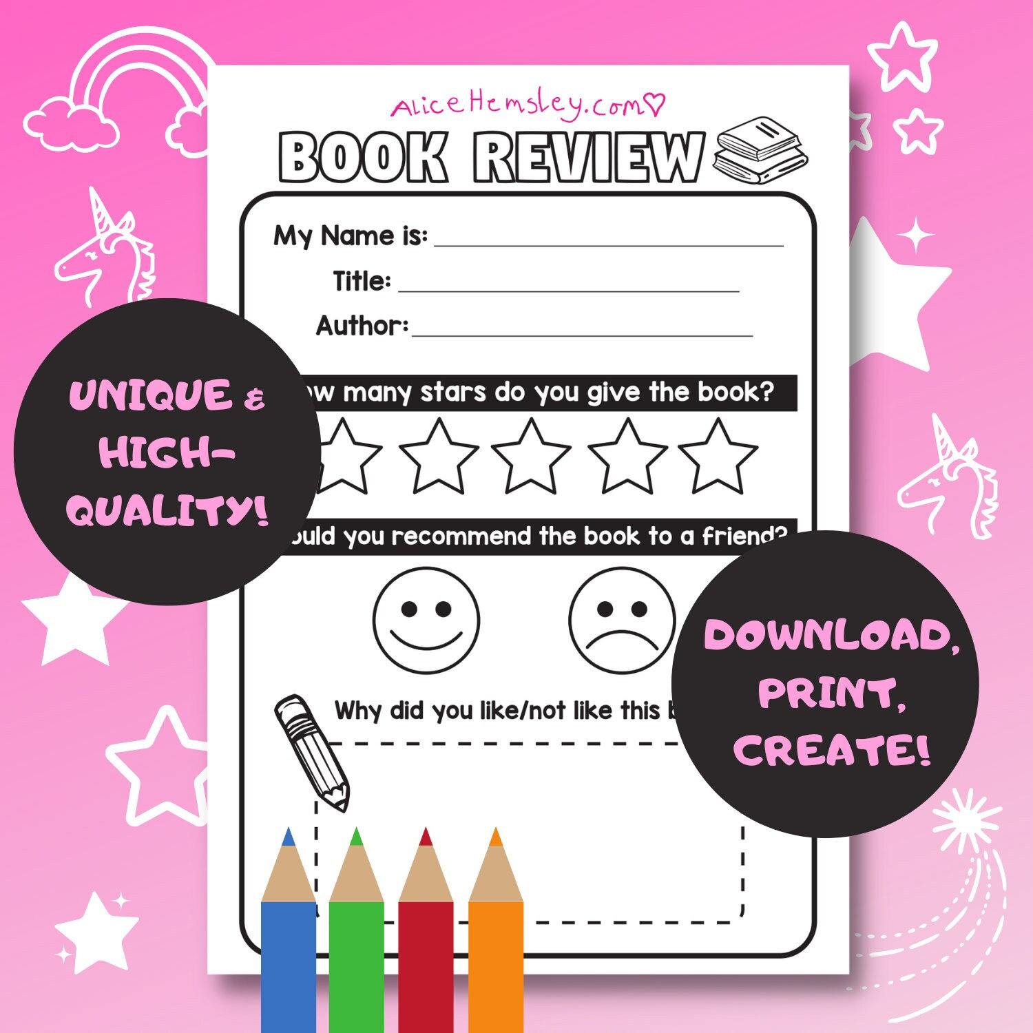 Book Review Kids Printable Sheet, Kids Activity Sheet, Kids Book Review ...