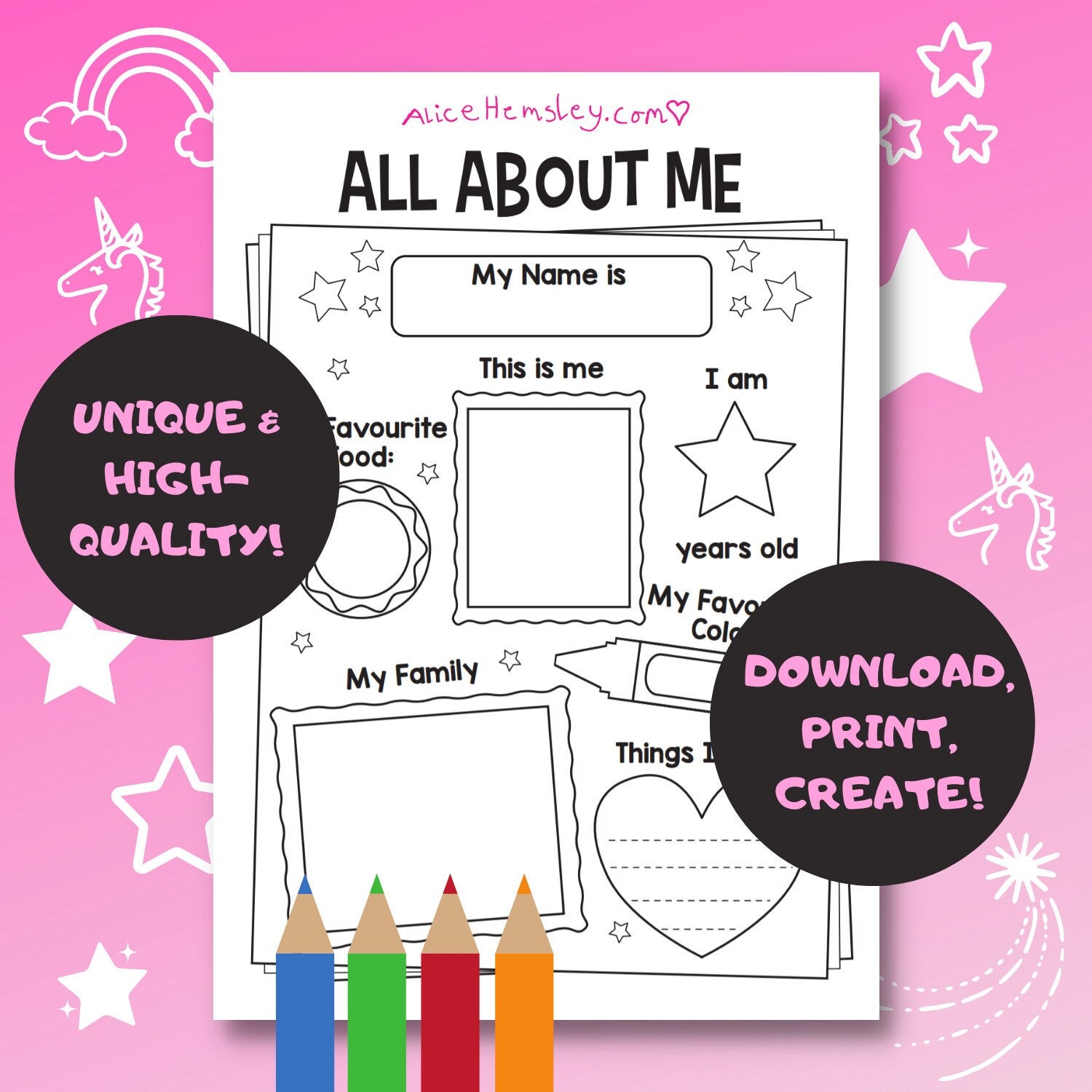 All About Me Kids Printable Sheet, Kids Activity Sheet, Memory Box ...