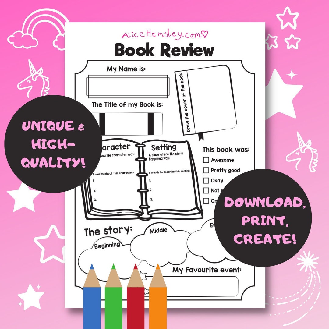 Book Review Kids Printable Sheet, Kids Activity Sheet, Kids Book Review ...