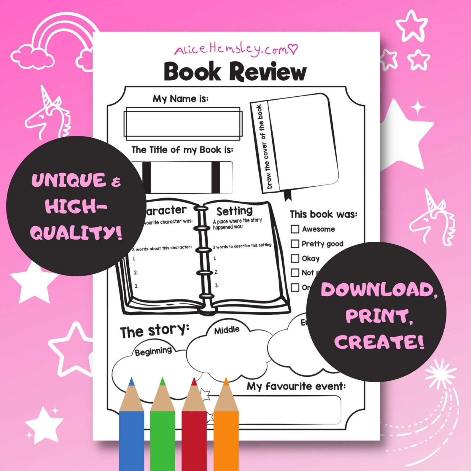 Book Review Kids Printable Sheet, Kids Activity Sheet, Kids Book Review ...
