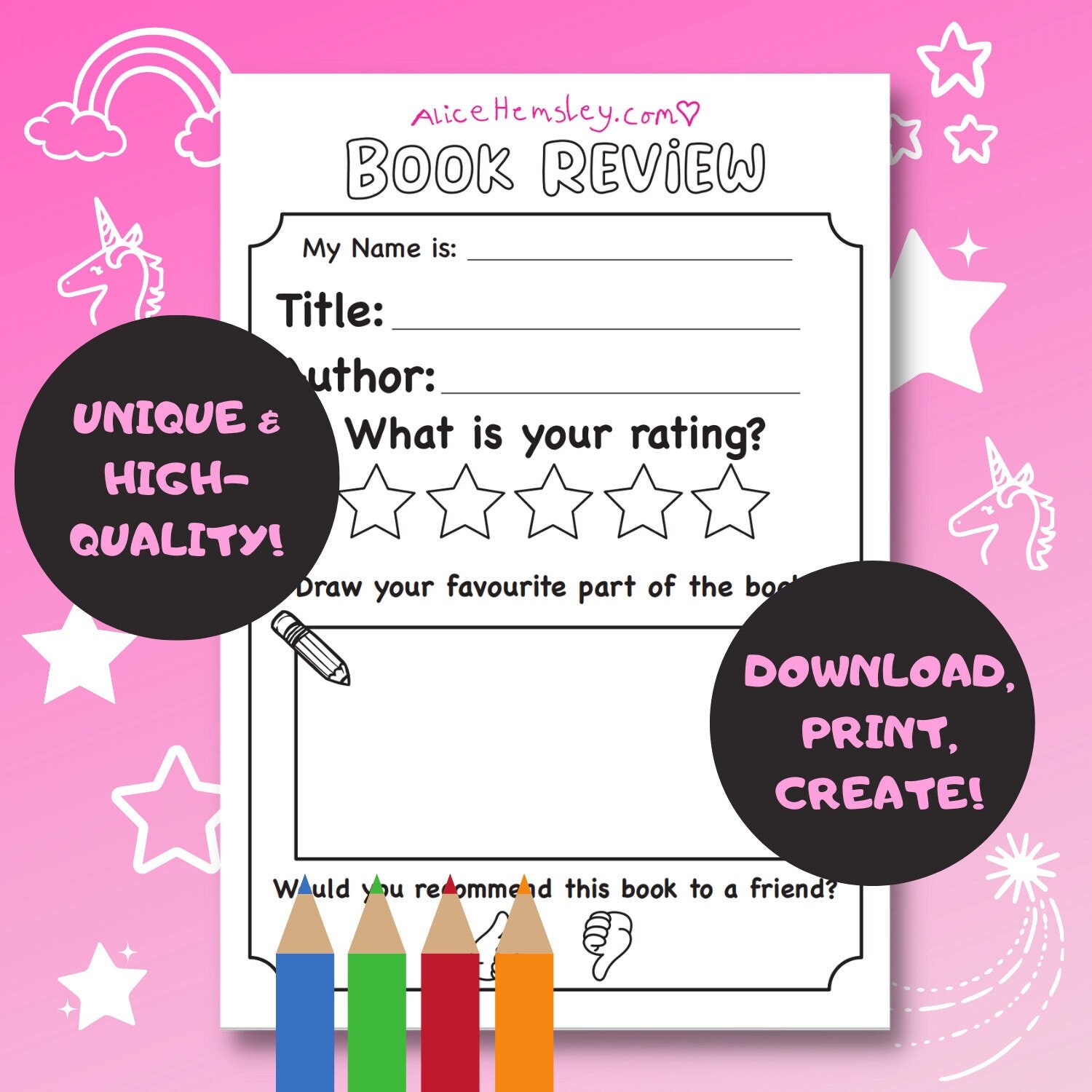 Book Review Kids Printable Sheet, Kids Activity Sheet, Kids Book Review ...