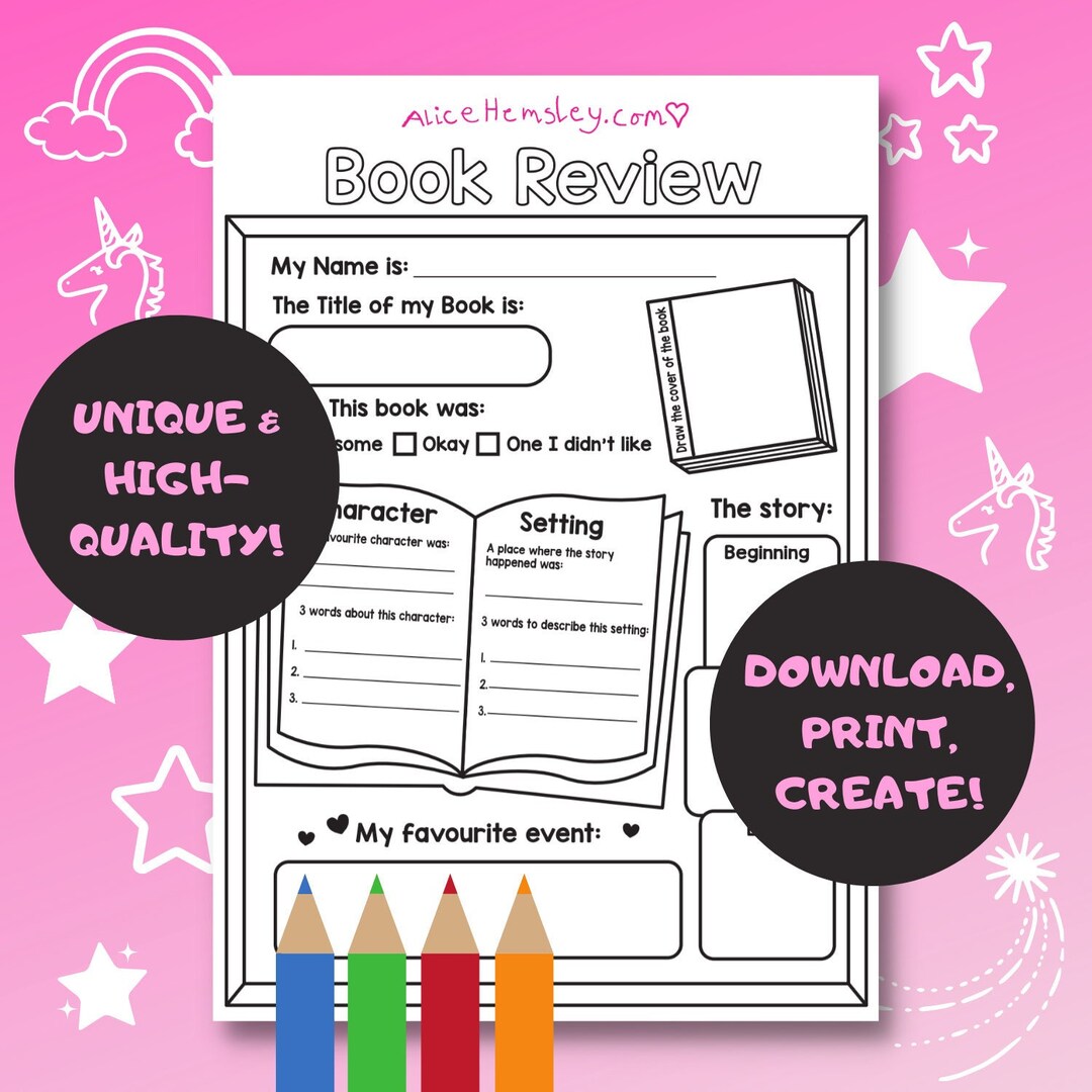 Book Review Kids Printable Sheet, Kids Activity Sheet, Kids Book Review ...