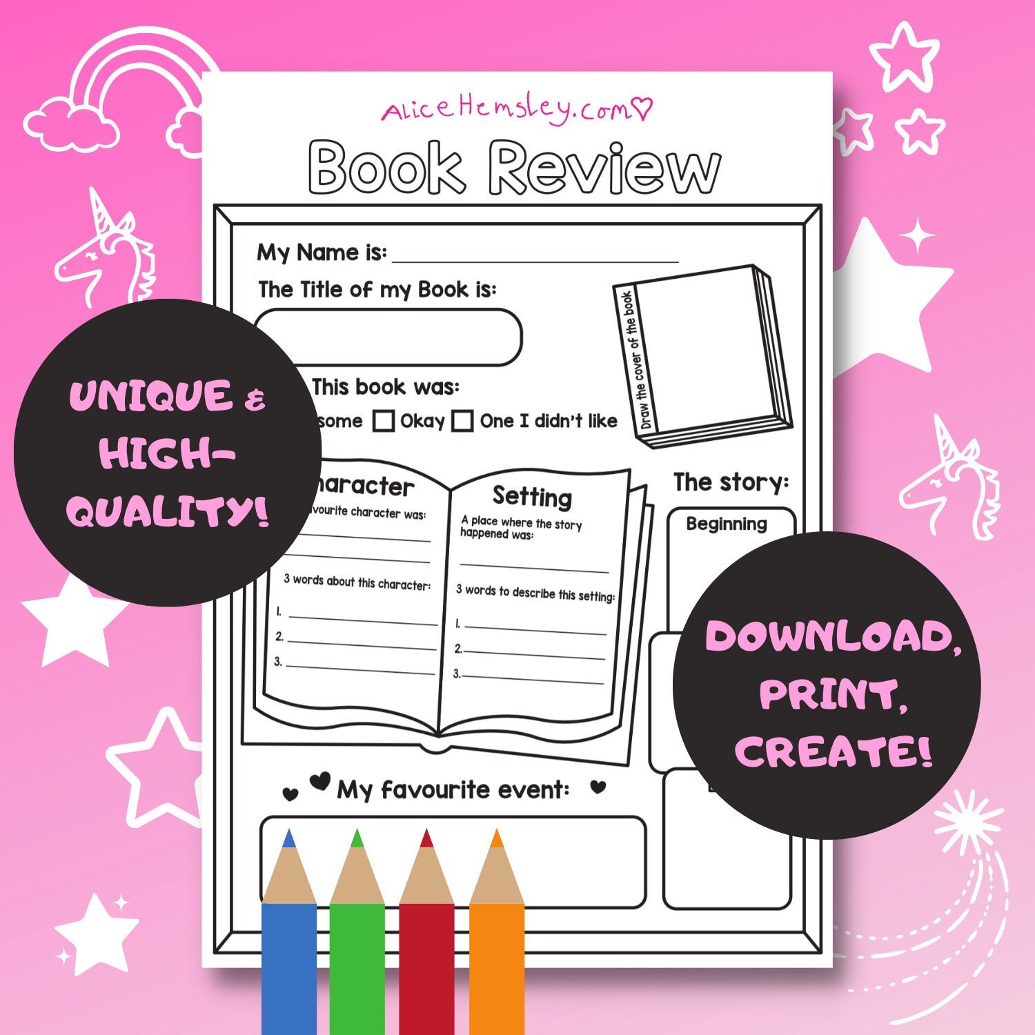 Book Review Kids Printable Sheet, Kids Activity Sheet, Kids Book Review ...