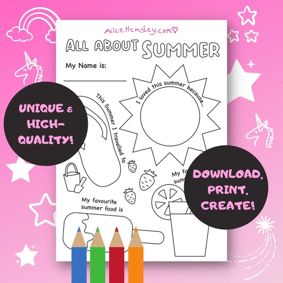 All About Summer Kids Printable Sheet Kids Activity Sheet - Etsy