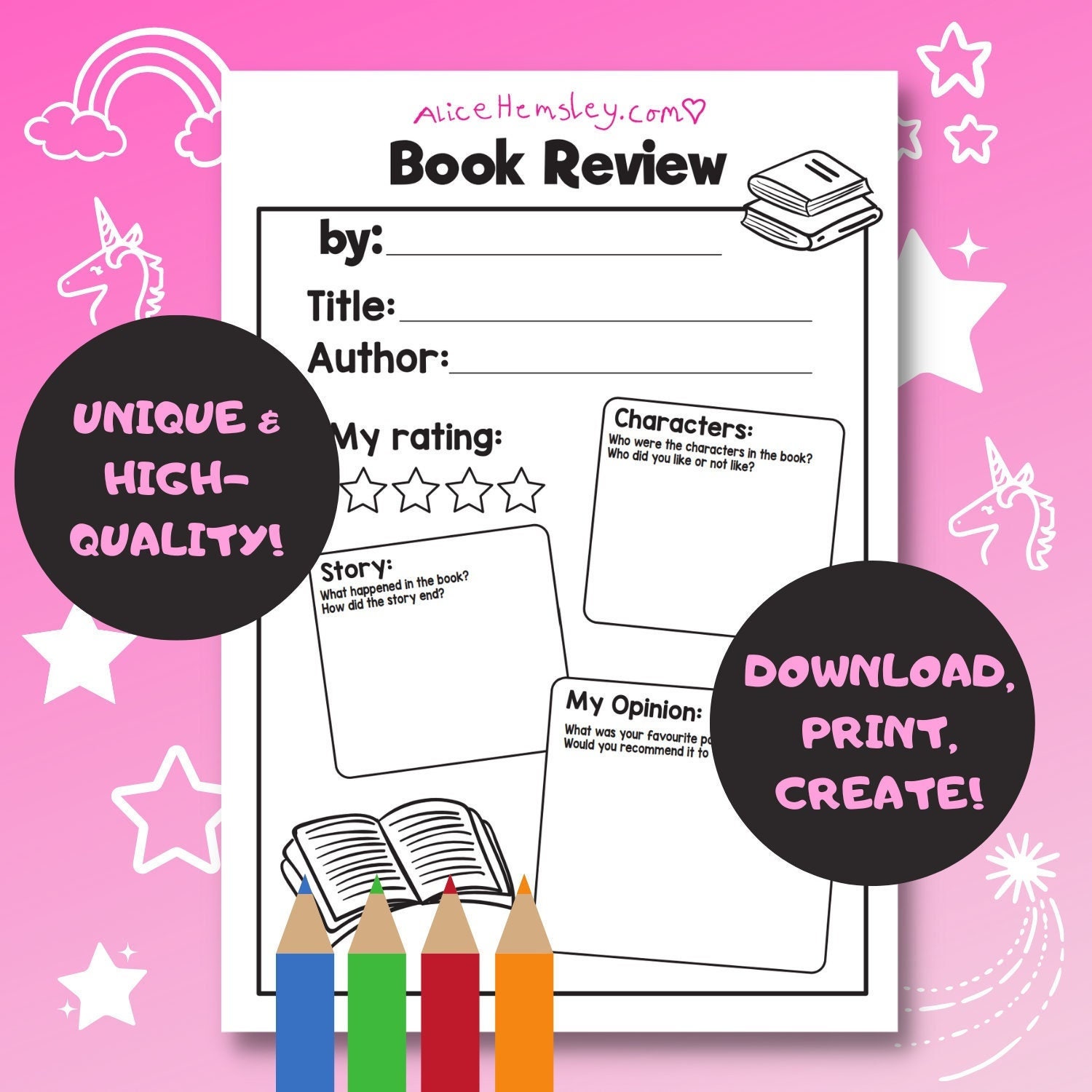 Book Review Kids Printable Sheet, Kids Activity Sheet, Kids Book Review ...