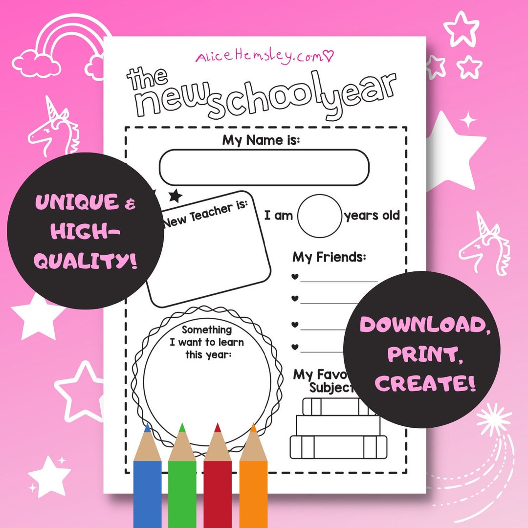 The New School Year Kids Printable Sheet, Kids Activity Sheet, School ...
