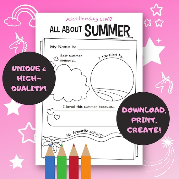 All About Summer Kids Printable Sheet Kids Activity Sheet - Etsy