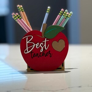 Apple Best Teacher Pencil Holder, Teacher Gift, Back to School, Pencil ...