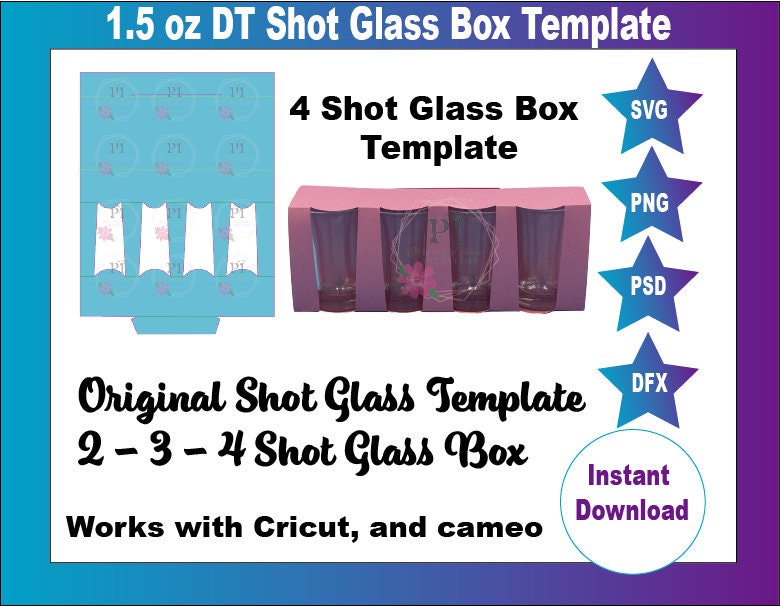 Shot Glass Box SVG Template for 1.5oz Glasses - Etsy