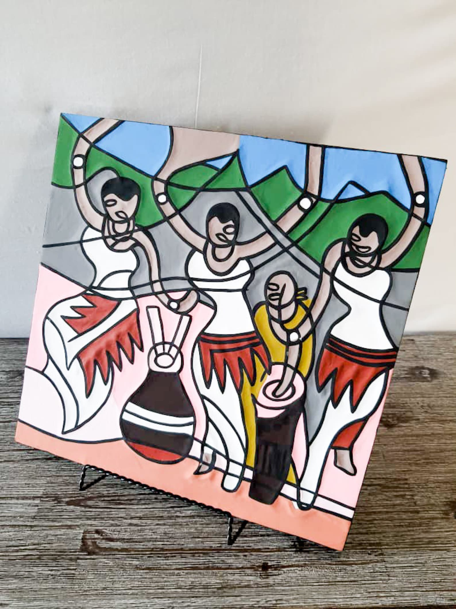 STRONG WOMAN Multicolor Imigongo Rwanda Painting/ African Handcraft ...