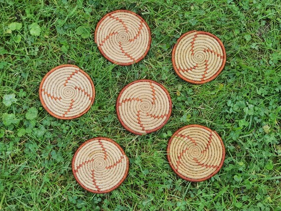 African Coasters/ Rwandan Coaster/ Set of 6/coasters/ - Etsy