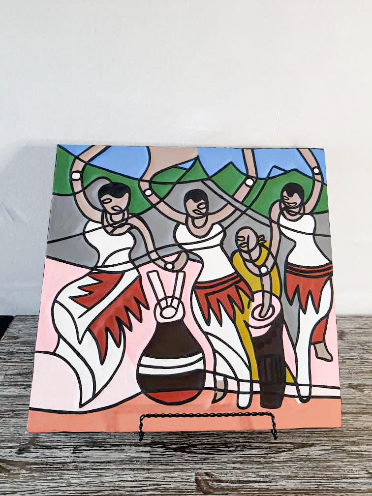 STRONG WOMAN Multicolor Imigongo Rwanda Painting/ African Handcraft ...