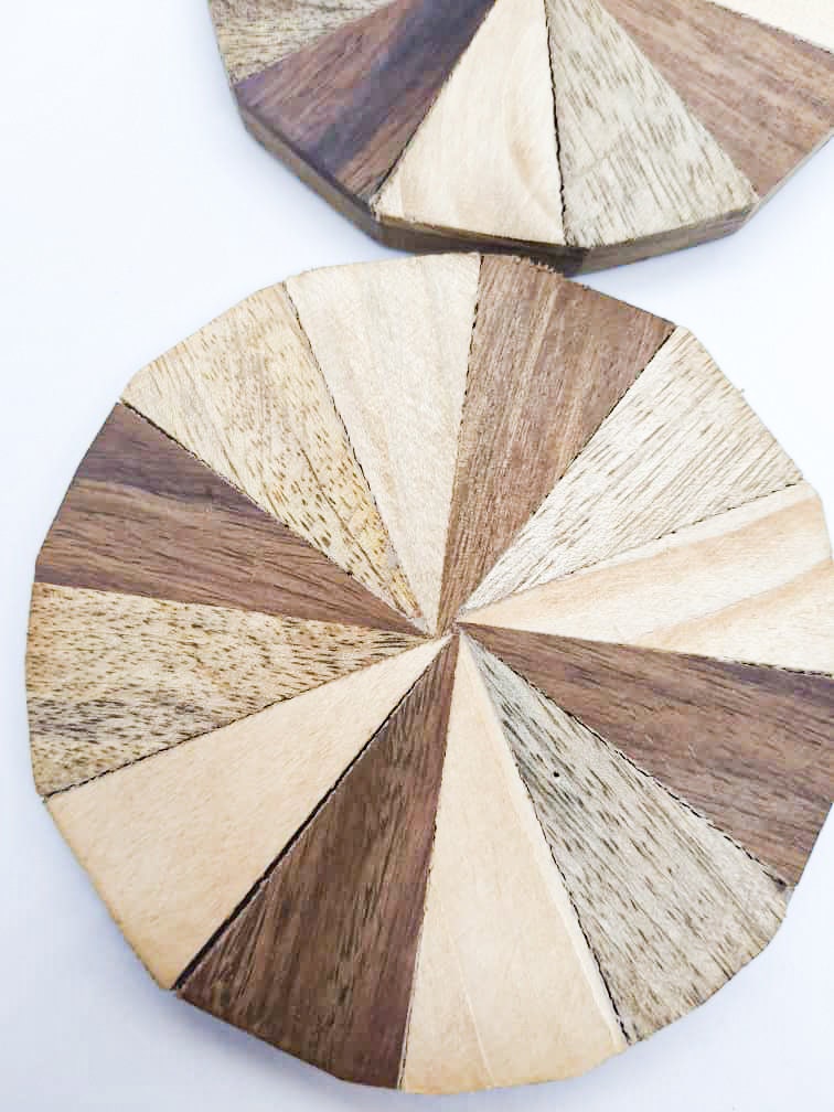 Set of 4 Handmade Wooden Coasters / Non Slip Absorbent Coasters/ Dining ...