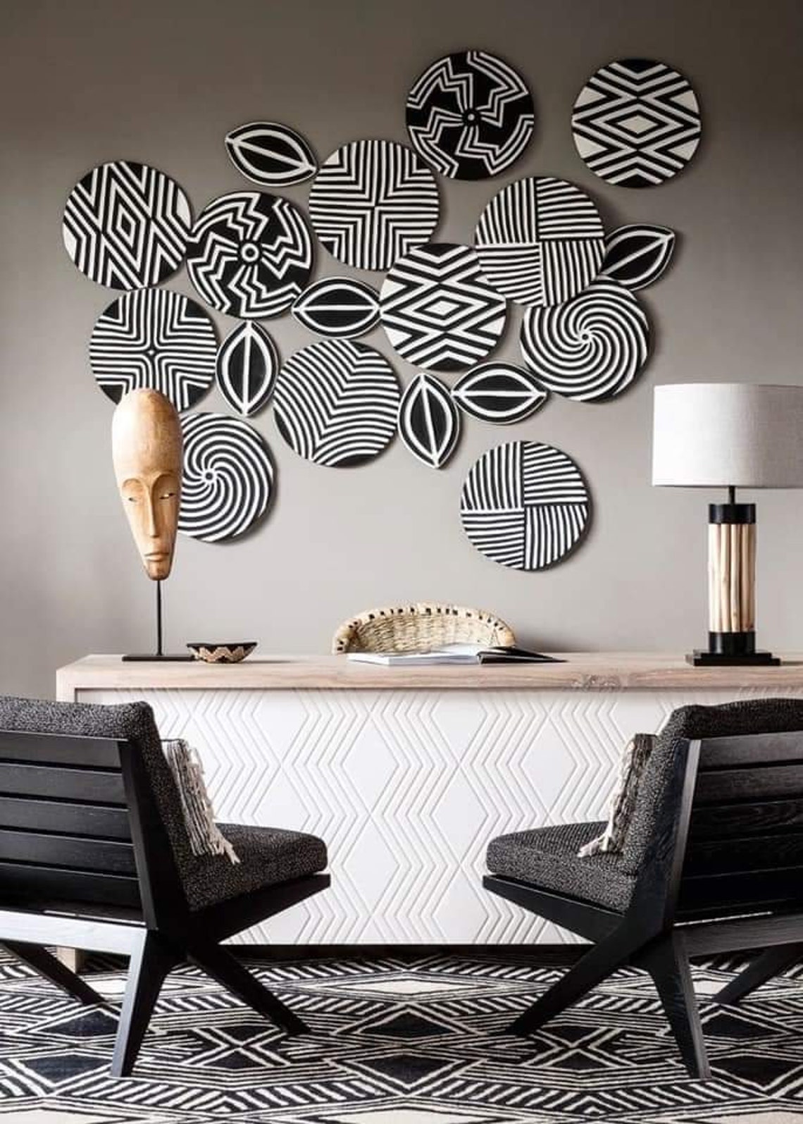 Black & White Imigongo Rwanda Painting/ African Handcraft Wall Decor ...