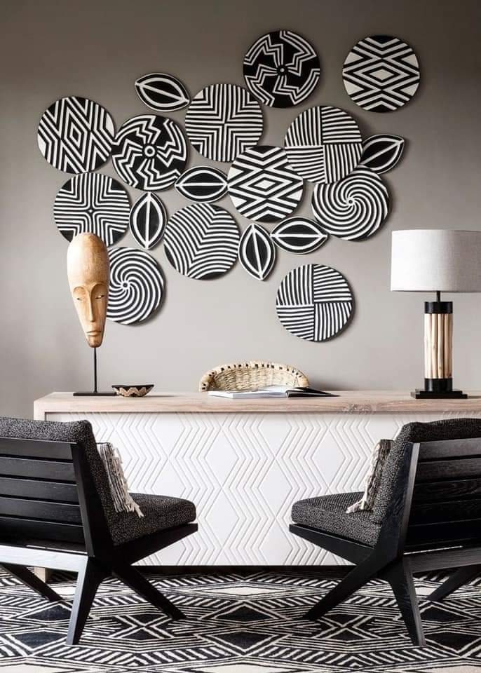 Black & White Imigongo Rwanda Painting/ African Handcraft Wall Decor ...