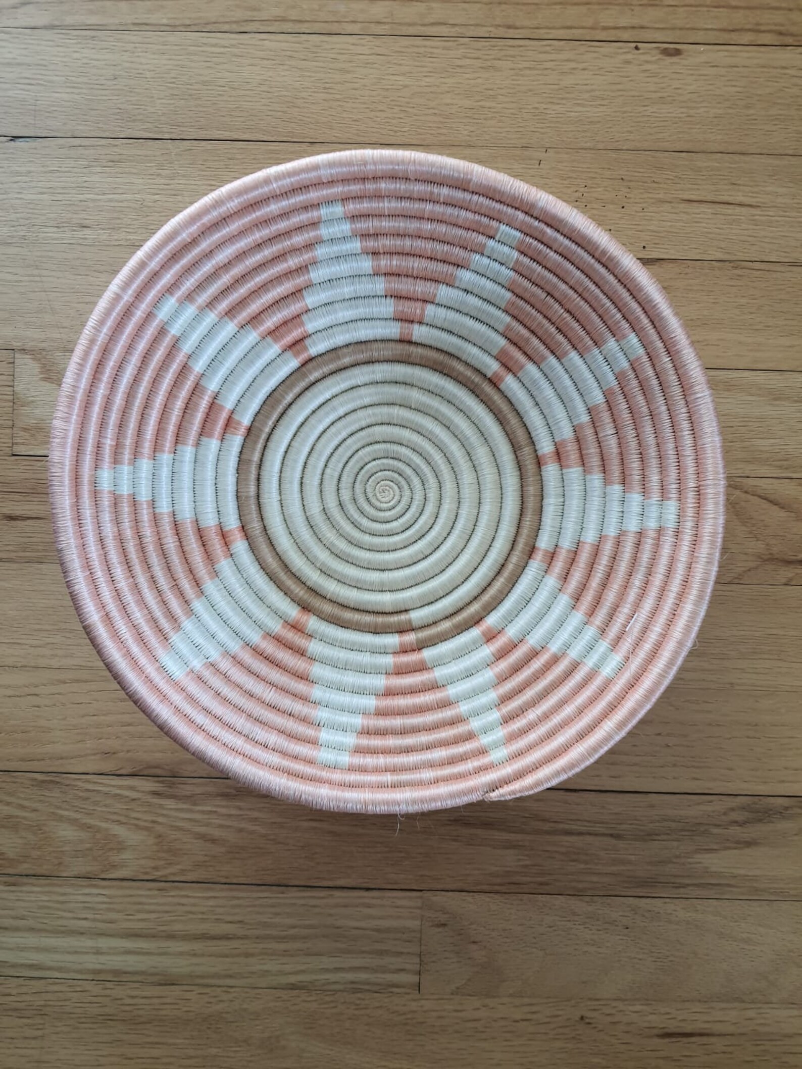 Pink, White & Light Green Rwanda Basket/ Storage Basket/ Handwoven ...