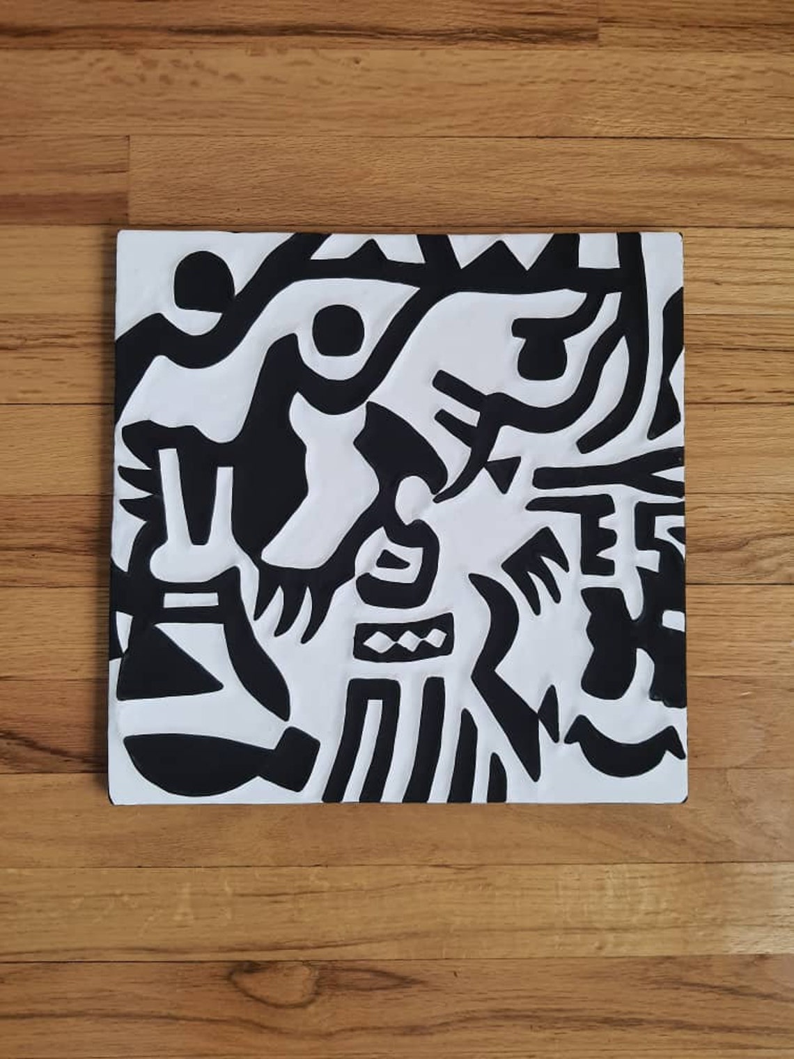 Black & White Imigongo Rwanda Painting/ African Handcraft Wall - Etsy