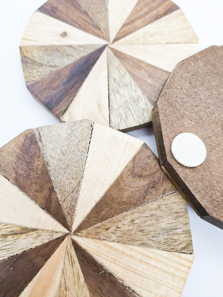 Set of 4 Handmade Wooden Coasters / Non Slip Absorbent Coasters/ Dining ...
