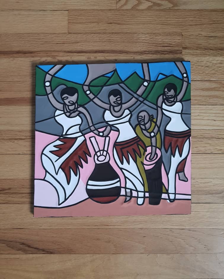 STRONG WOMAN Multicolor Imigongo Rwanda Painting/ African Handcraft ...