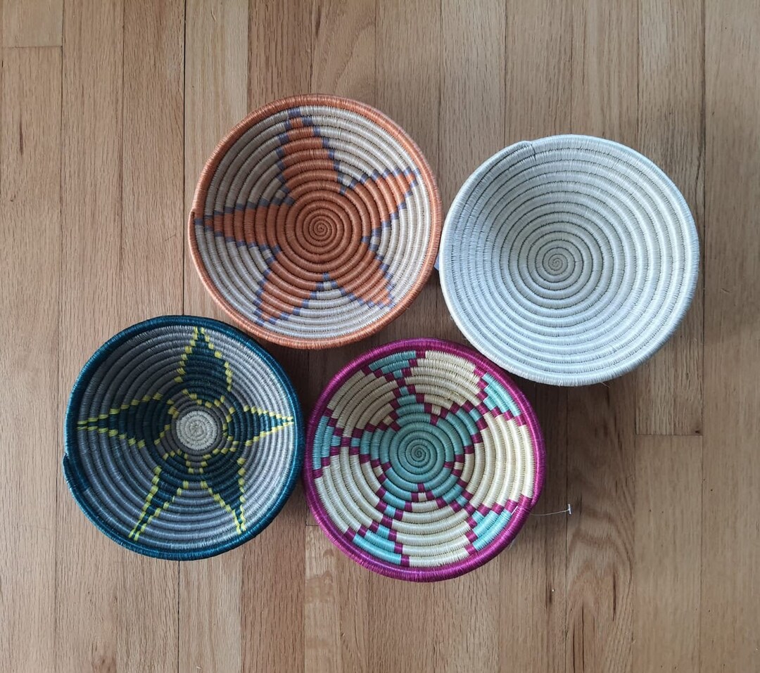 Pink, White, Orange Rwanda Basket/ Storage Basket/ Handwoven Basket ...