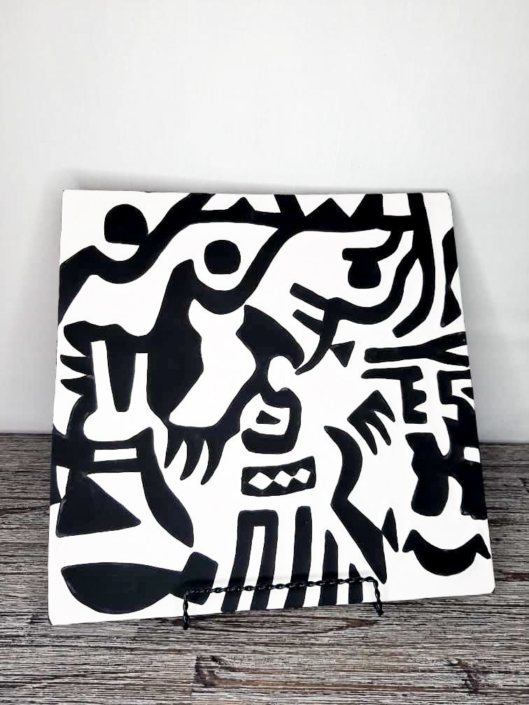 Black & White Imigongo Rwanda Painting/ African Handcraft Wall Decor ...