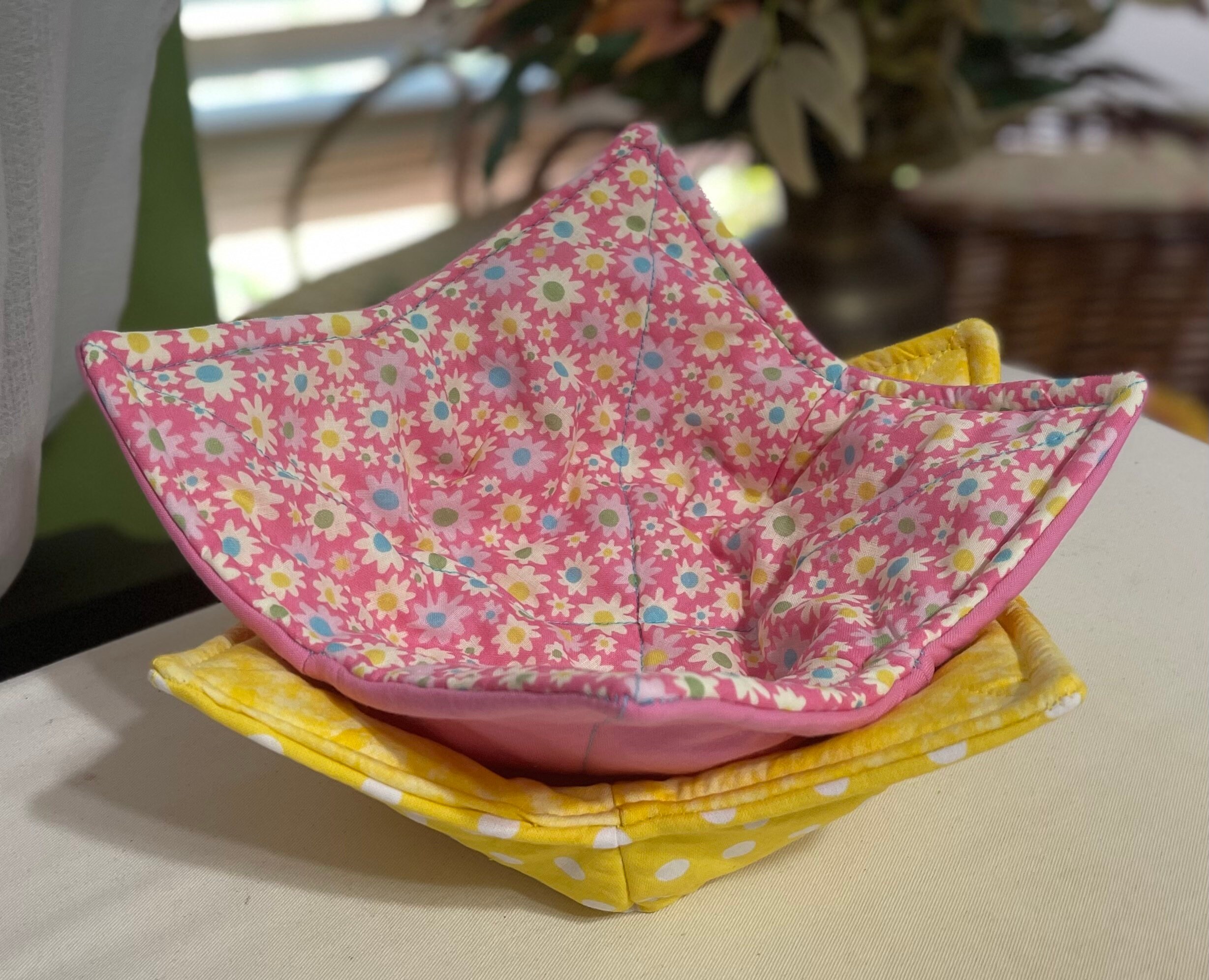 Set of 2 Reversible Quilted Bowl Cozies *microwave Safe* - Etsy