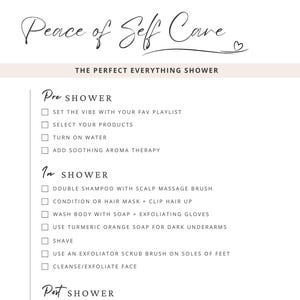 Self Care Shower Routine Checklist - Etsy