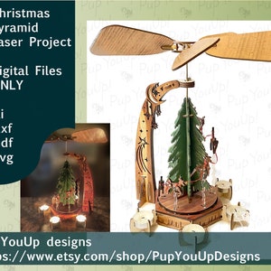 Santa & Reindeer Christmas Pyramid Candle Spinner Laser - Etsy