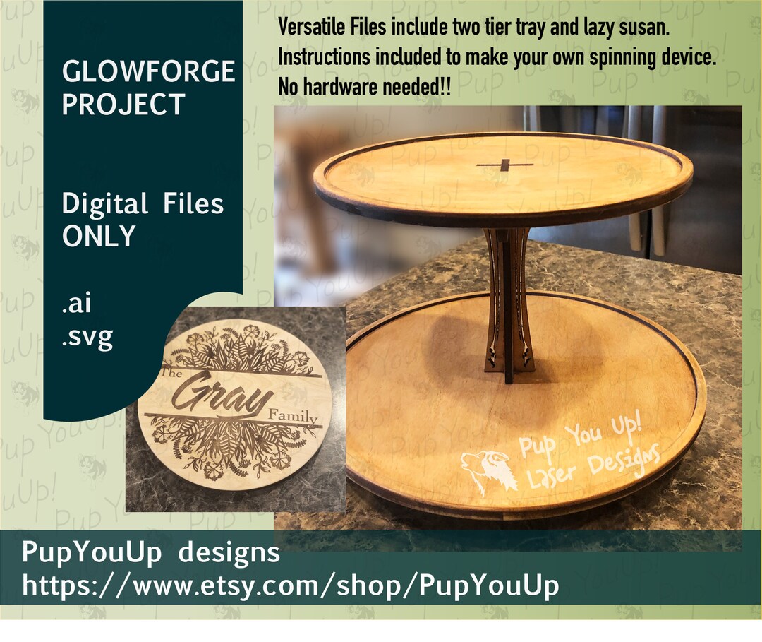 Lazy Susan Tray or Two Tier Spinner Rack - DIGITAL FILE Made for ...