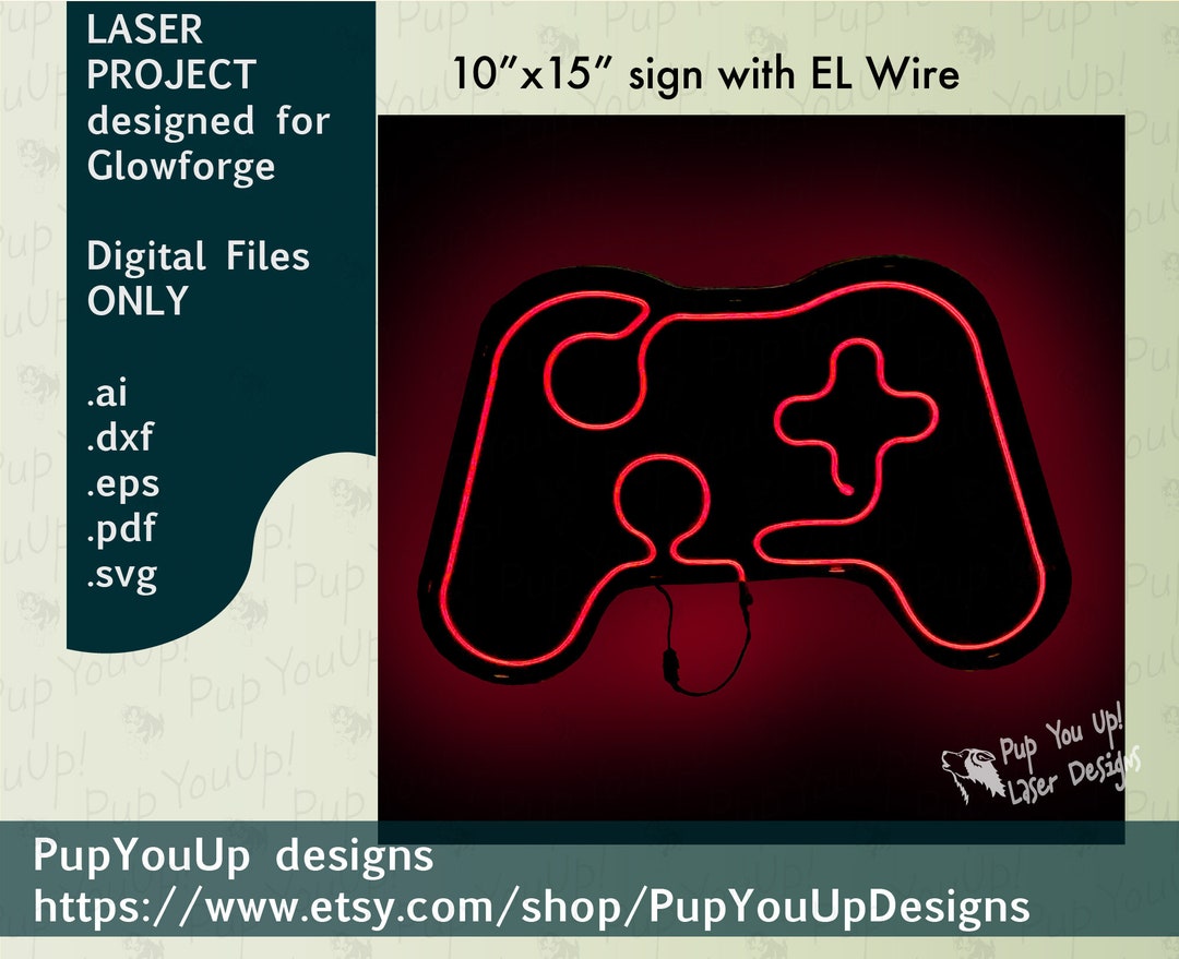 Lighted Game Controller 15 EL Light Wall Decor DIGITAL - Etsy
