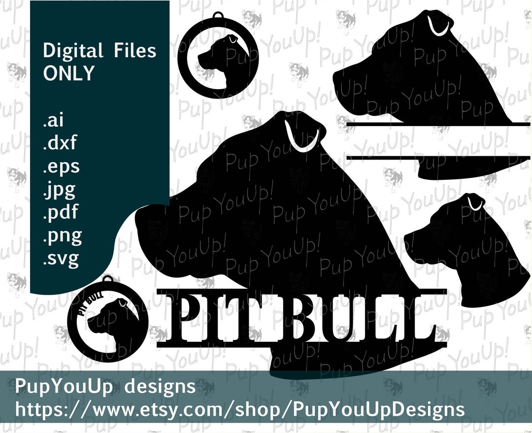 Pit Bull Silhouette Split Name Christmas Ornament File .svg .png .pdf ...