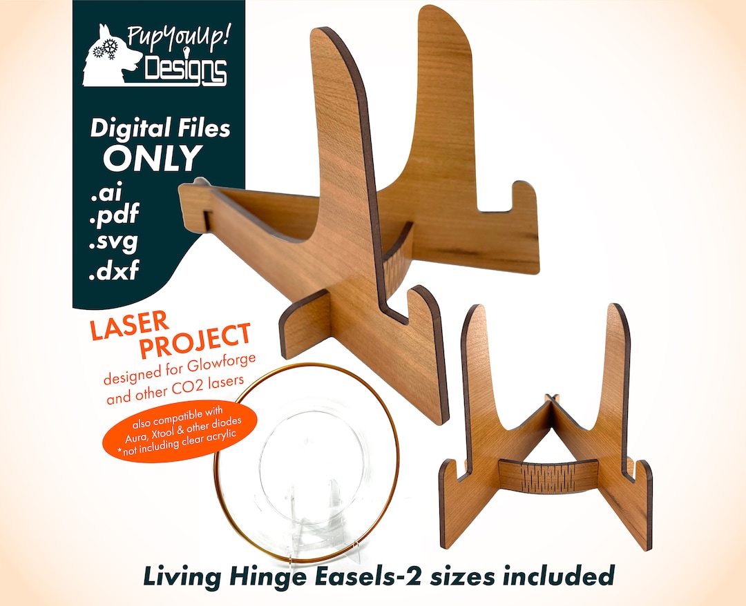 Display Easels With Living Hinge in 2 Sizes Laser File Designed for ...