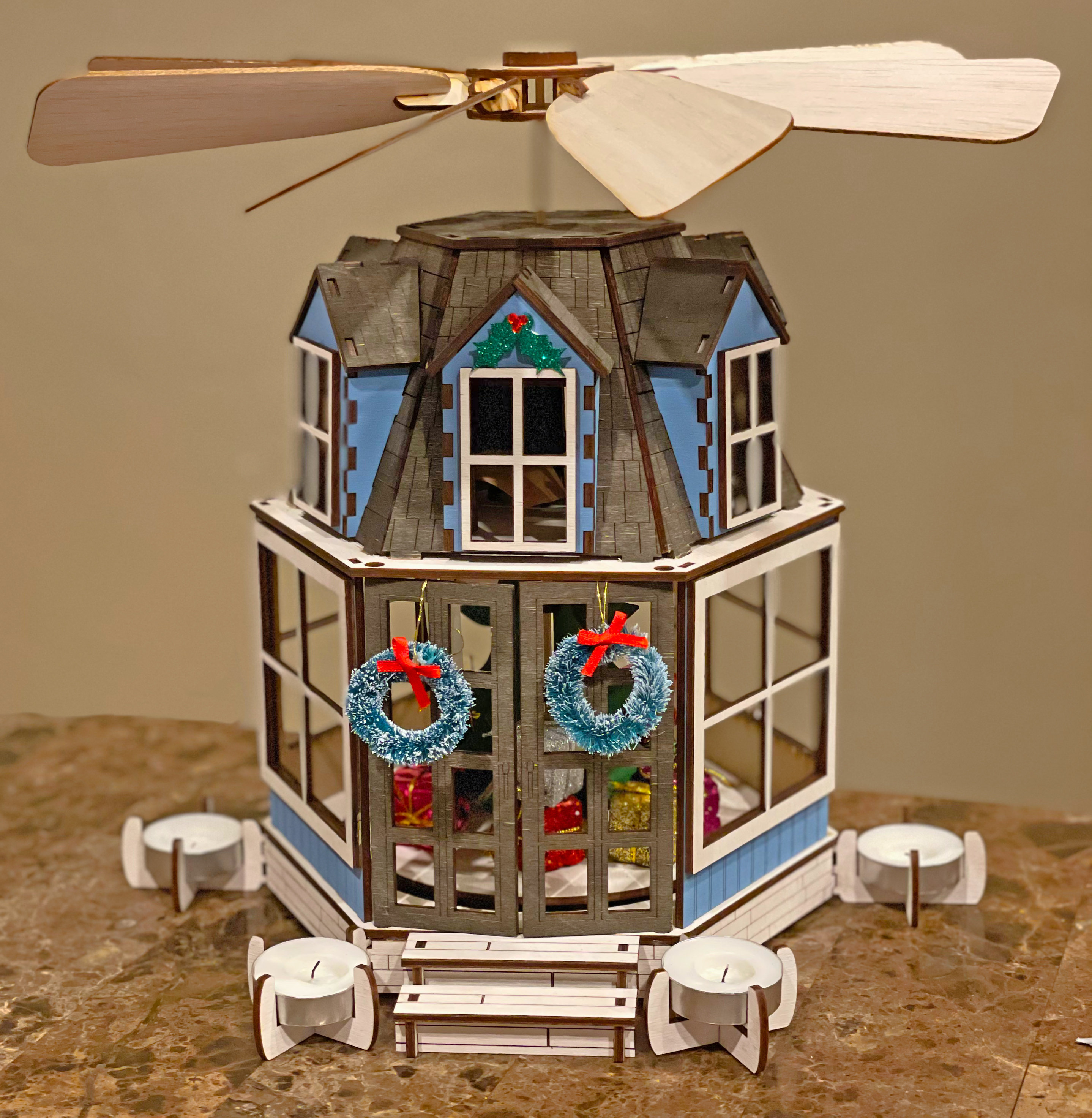 Christmas Carousel Pyramid Candle Spinner Designed for Glowforge Laser ...