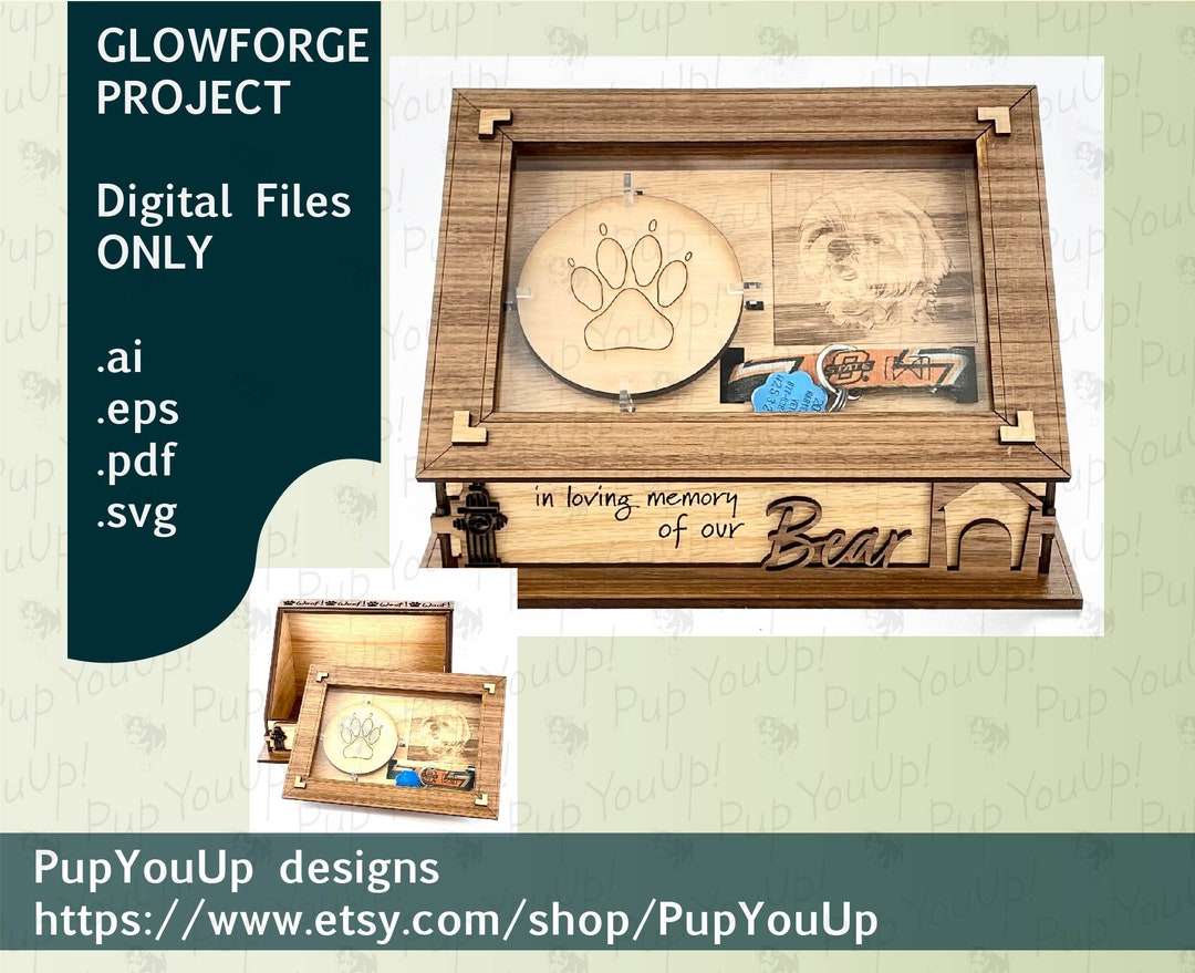 Dog or Cat Memorial Shadow Box Frame and Storage Stand - DIGITAL FILE ...