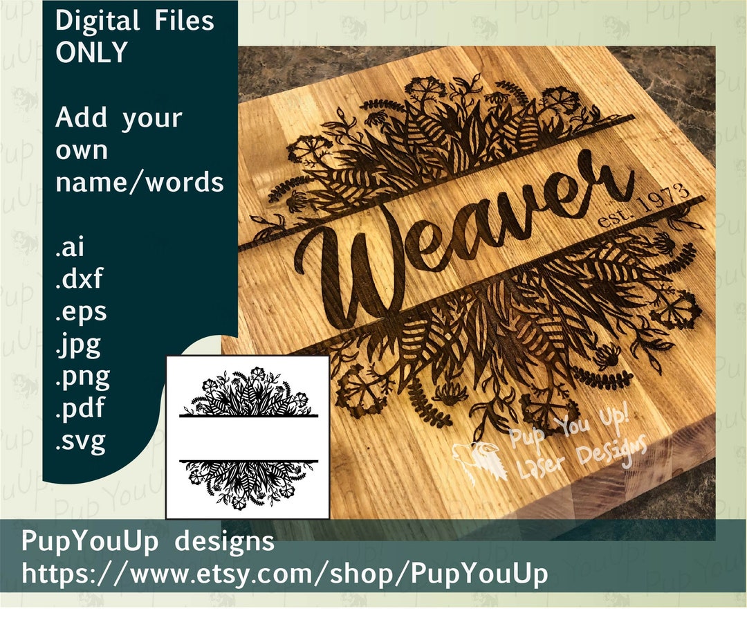 Split Name Floral Mandala SVG Cut File for Cricut, Glowforge; Family ...